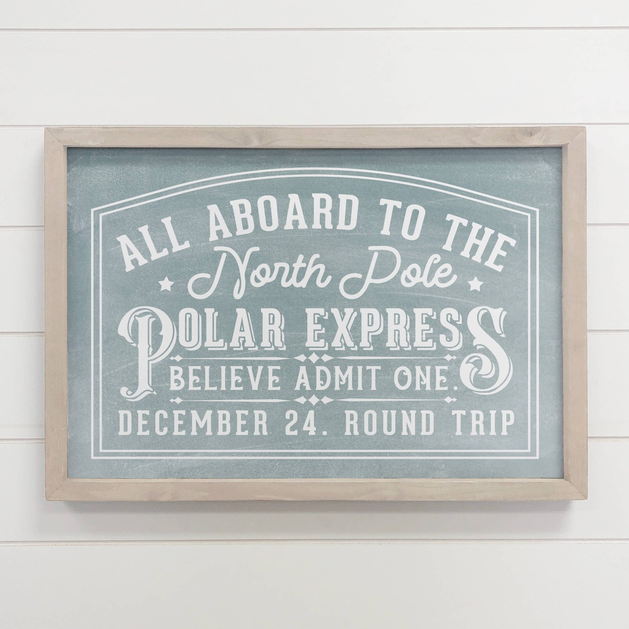 North Pole Polar Express - Christmas Canvas Sign - Framed