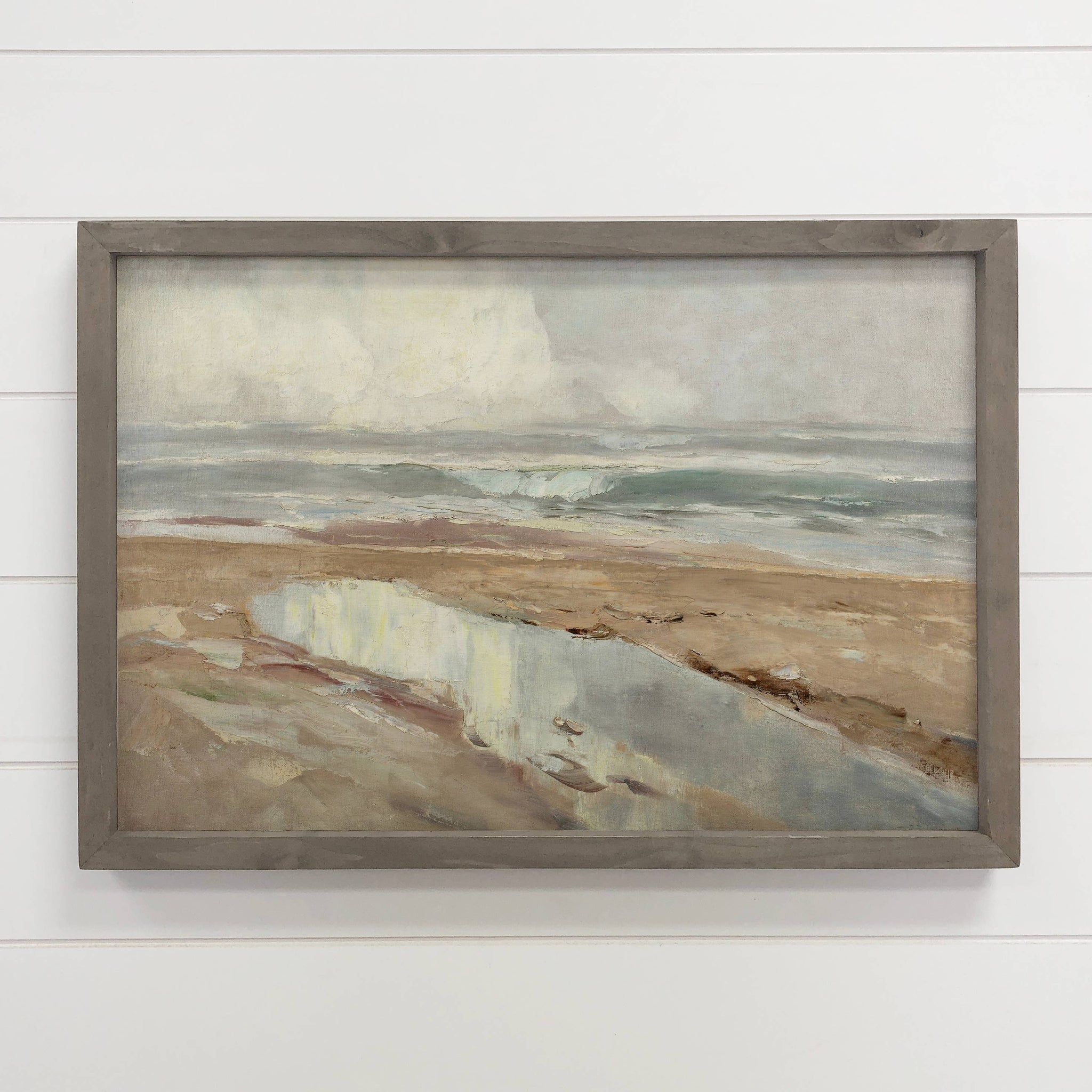 Beige Beach Vintage Abstract - Beach House Canvas Art