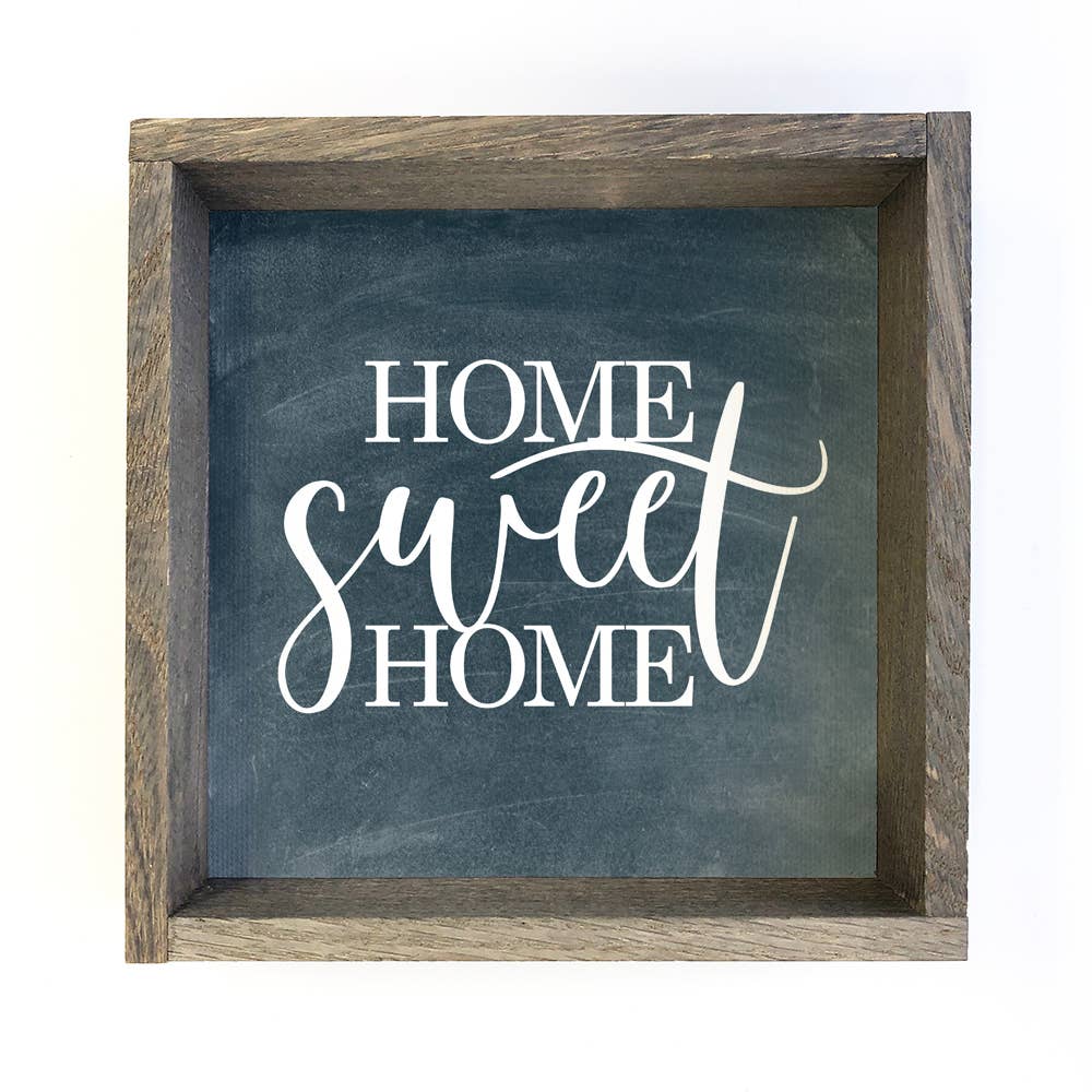Home Sweet Home Mantel Sign with Farmhouse Grey Frame