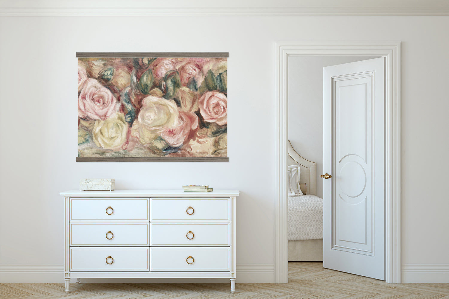Roses Large Canvas Wall Art by Impressionist Painter Pierre-Auguste Re